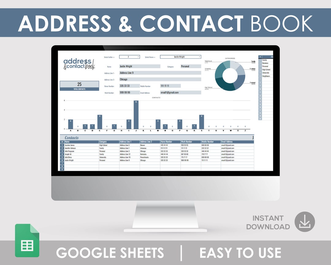 Address Book, Contact Book, Directory Template, Directory Book, Client ...