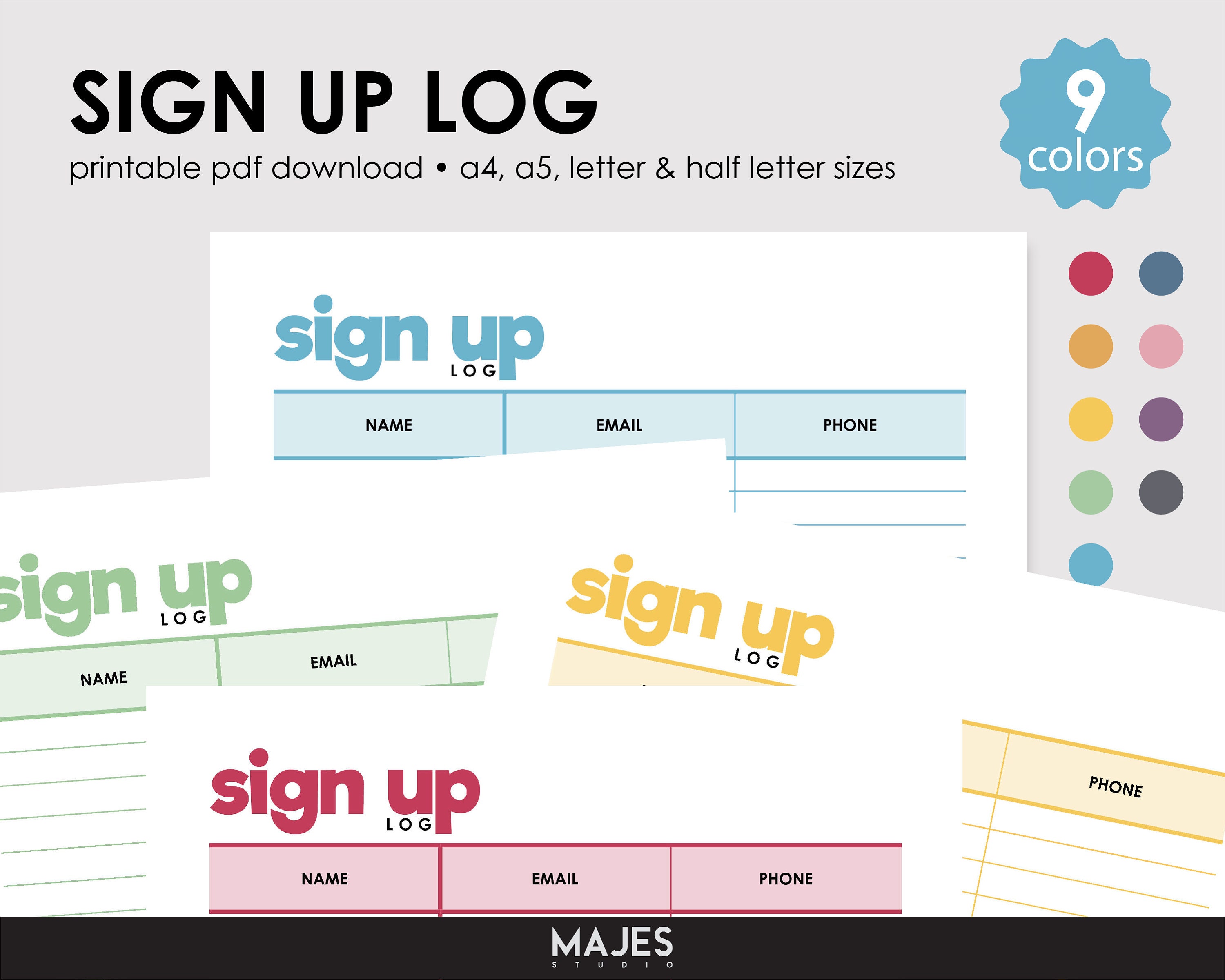 Sign up Sheet, Event Sign Up, Sign up Template, Email Sign Up, Sign up ...
