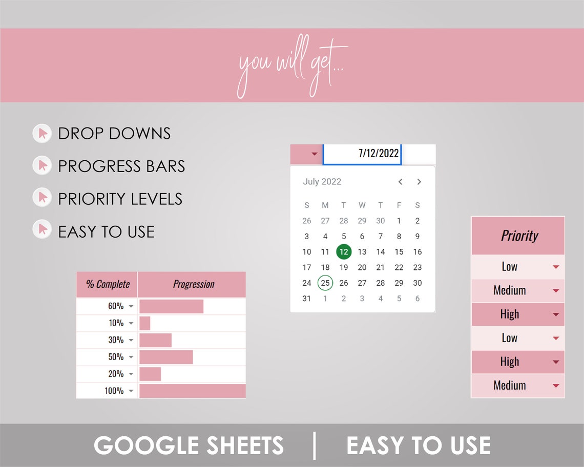 Task Manager Google Sheets Daily Schedule Daily Work - Etsy