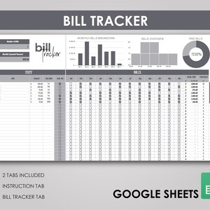 Bill Tracker: Comprehensive Google Sheet Template | Monthly Expense ...