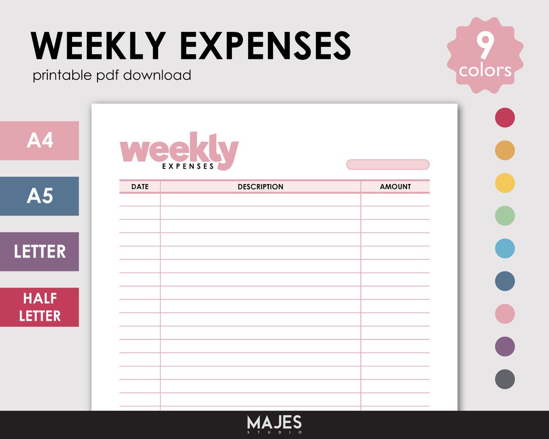 Weekly Expense Tracker Printable, Budget Planner (digital Download) - Etsy