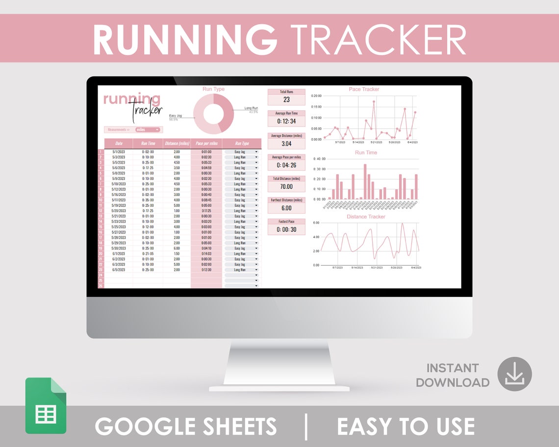 Running Log Sheet: Fitness Spreadsheet for Distance Speed Google Sheet ...