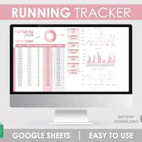SIMPLE Digital Running Log Template for Google Sheets - Pink, Running ...