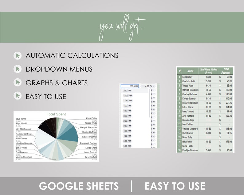 Employee Tracker, Payroll, Staff Payments, Budget (google Sheet ...