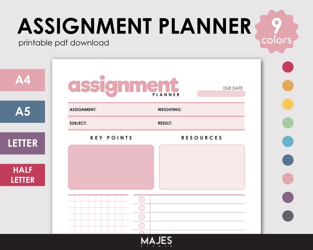 Assignment Tracker, Homework Planner, Assignment Planner, Student ...