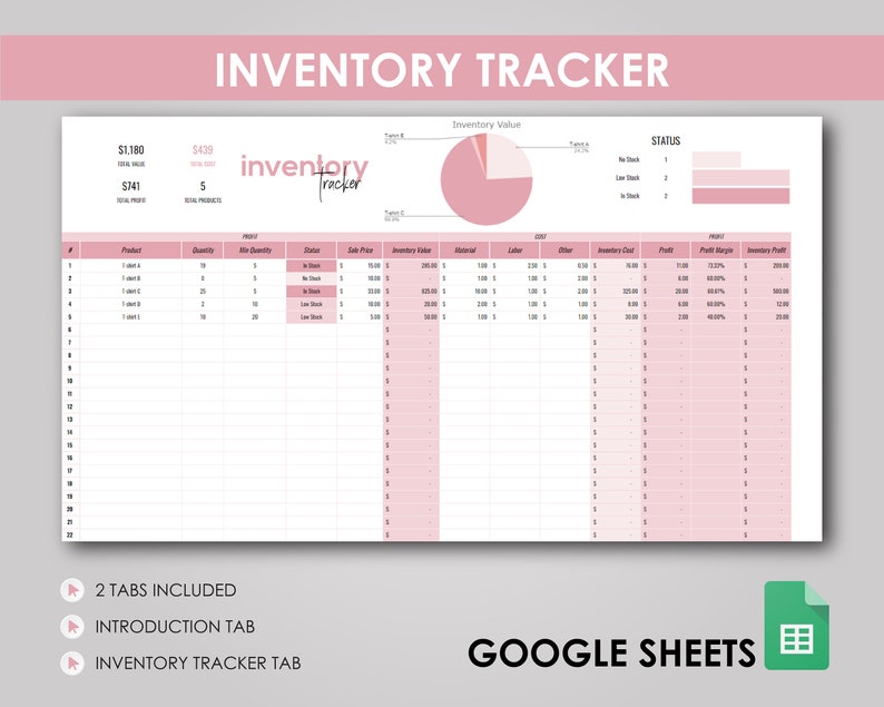 Inventory Tracker, Business Inventory, Spreadsheet Template, Small ...
