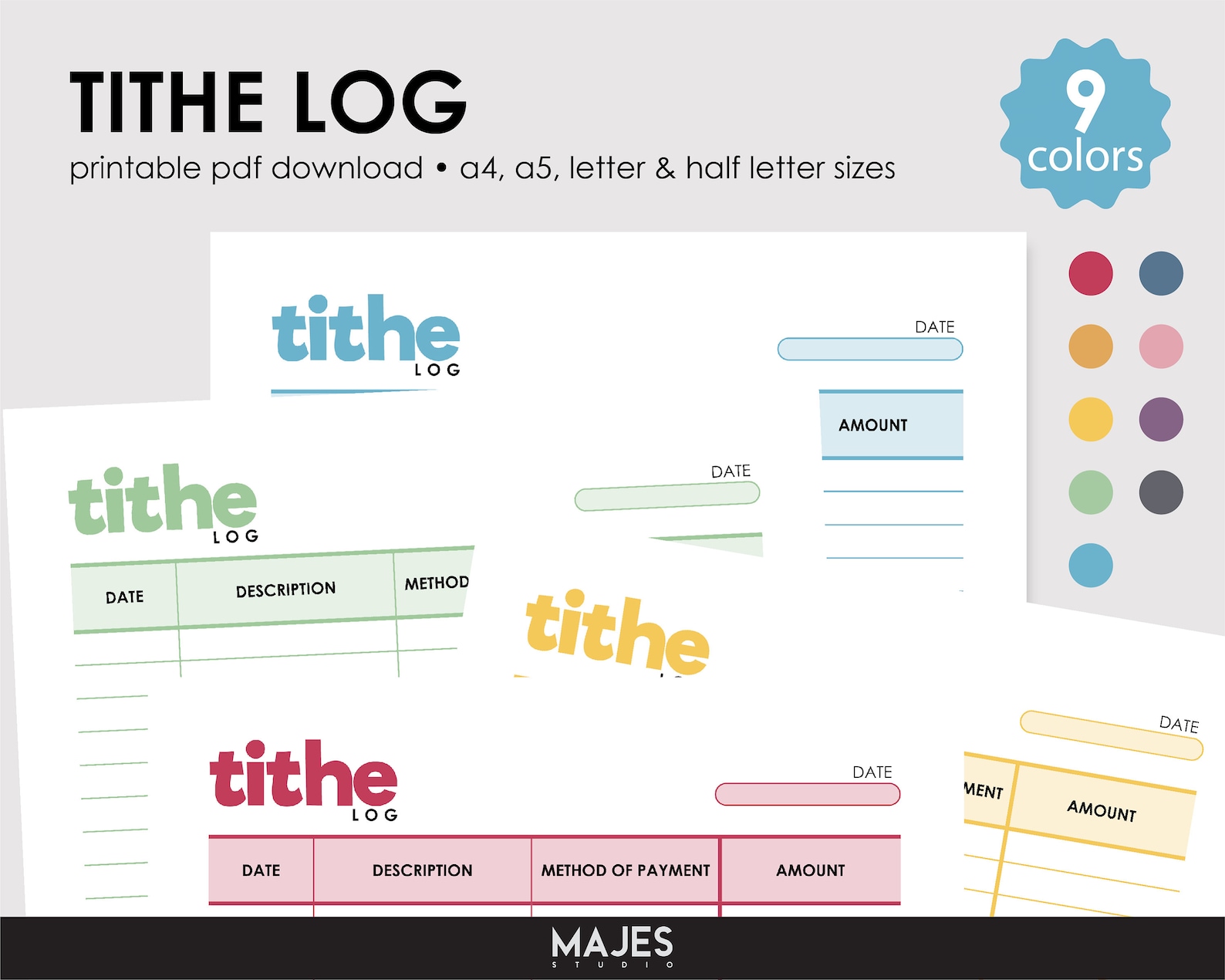 Printable Tithe Log Tracker, Church Donation Record (PDF) - Etsy