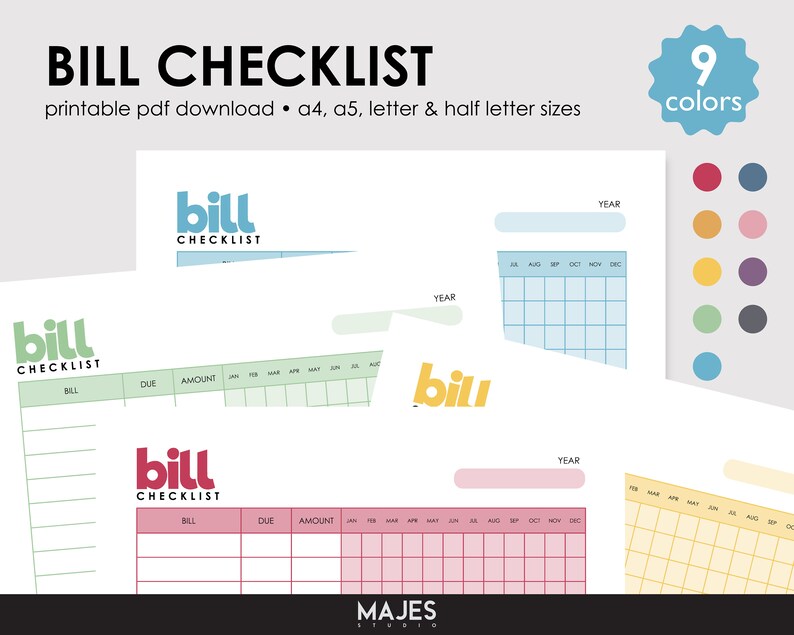 Bill Tracker Pdf Bill Payment Tracker Easy Bill Tracking - Etsy