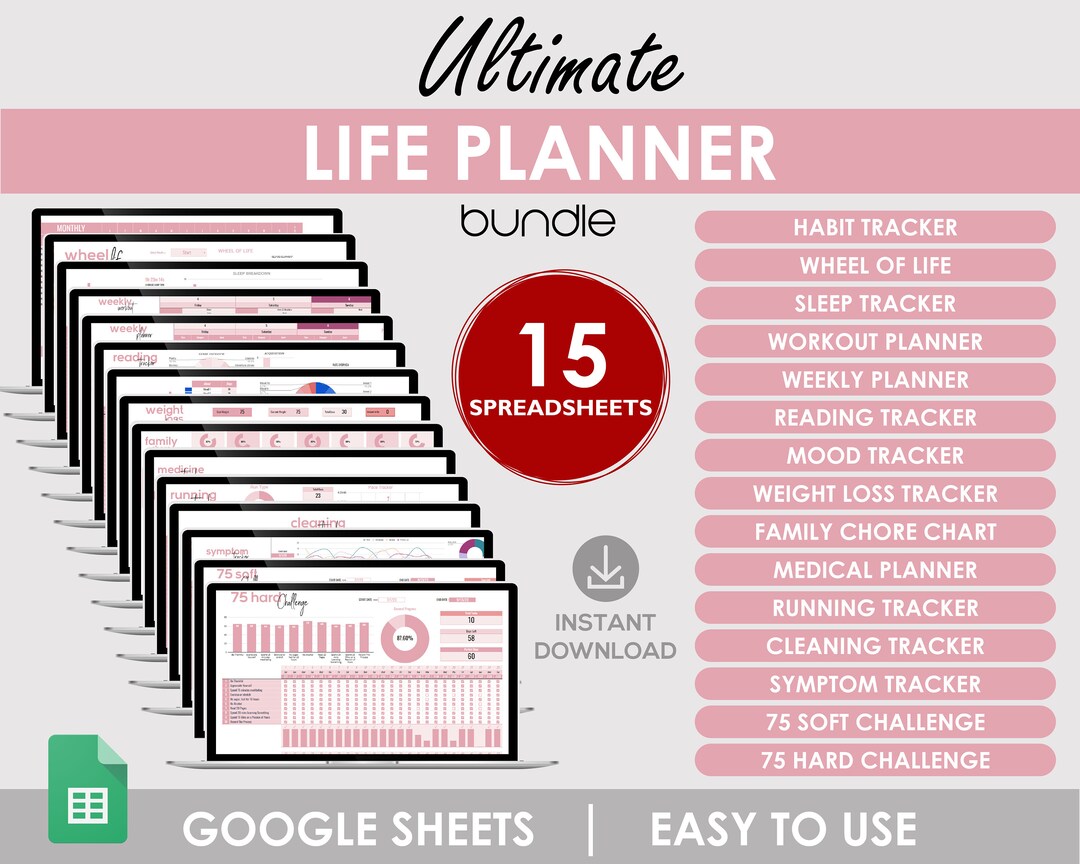 Life Planner Bundle Google Spreadsheets Habit Tracking, Sleep Analysis ...