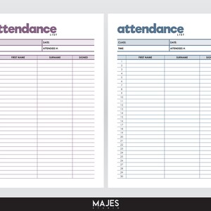 Printable Attendance Tracker, Homeschool & School, 9 Colors (digital Download) - Etsy