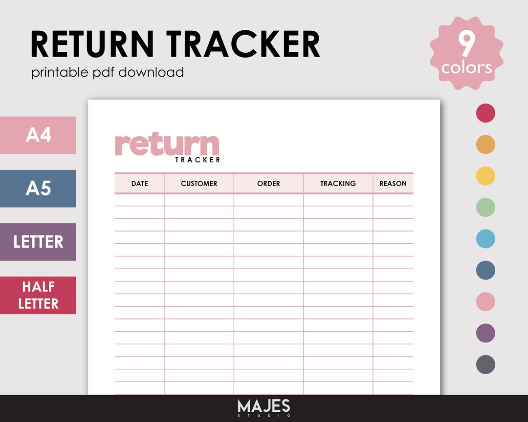 Return Tracking, Item Return Tracker, Keep Track of Return, Tracker ...