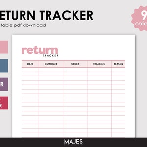 Return Tracking, Item Return Tracker, Keep Track of Return, Tracker ...