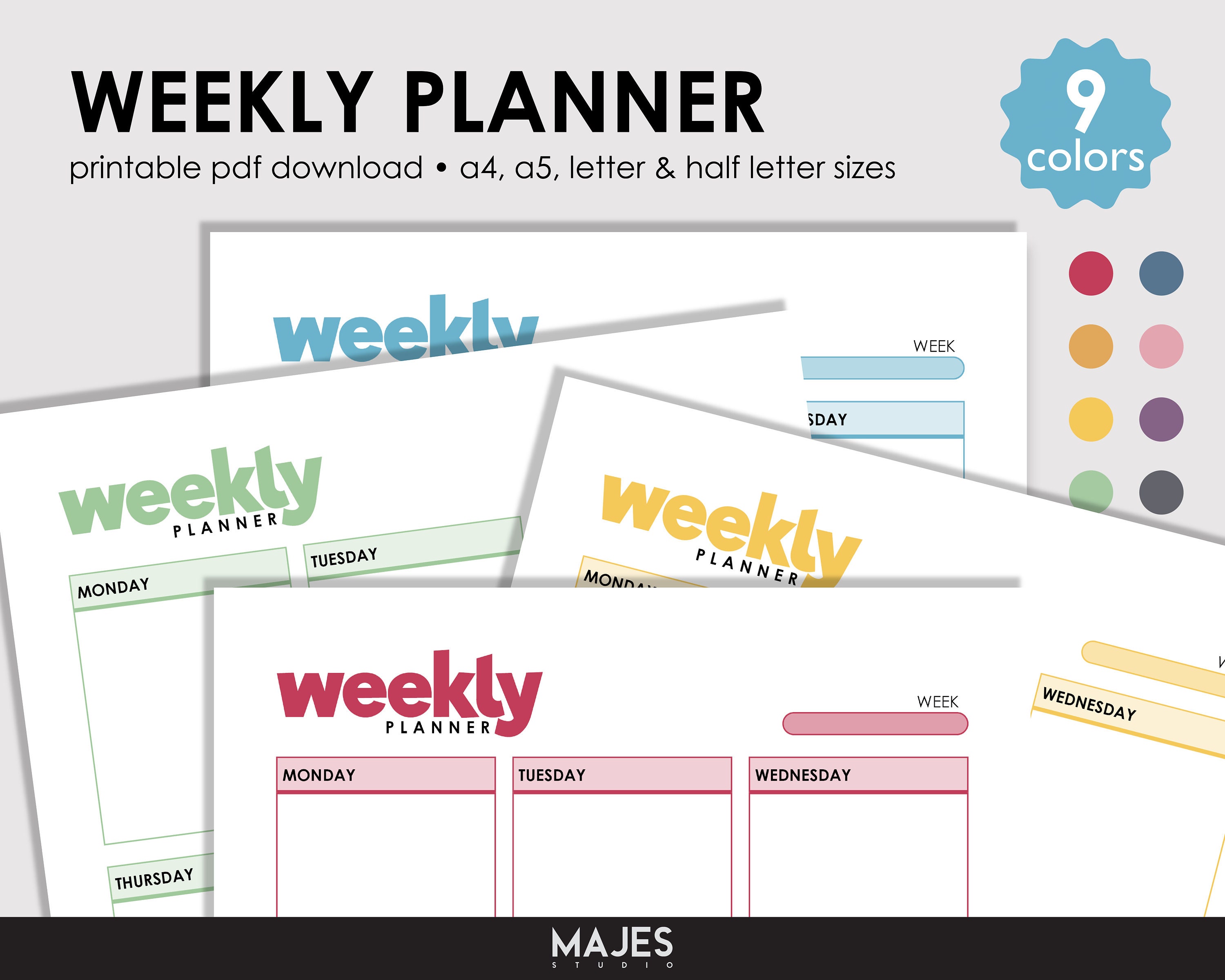 Weekly Planner Printable Planner Weekly Schedule Digital - Etsy