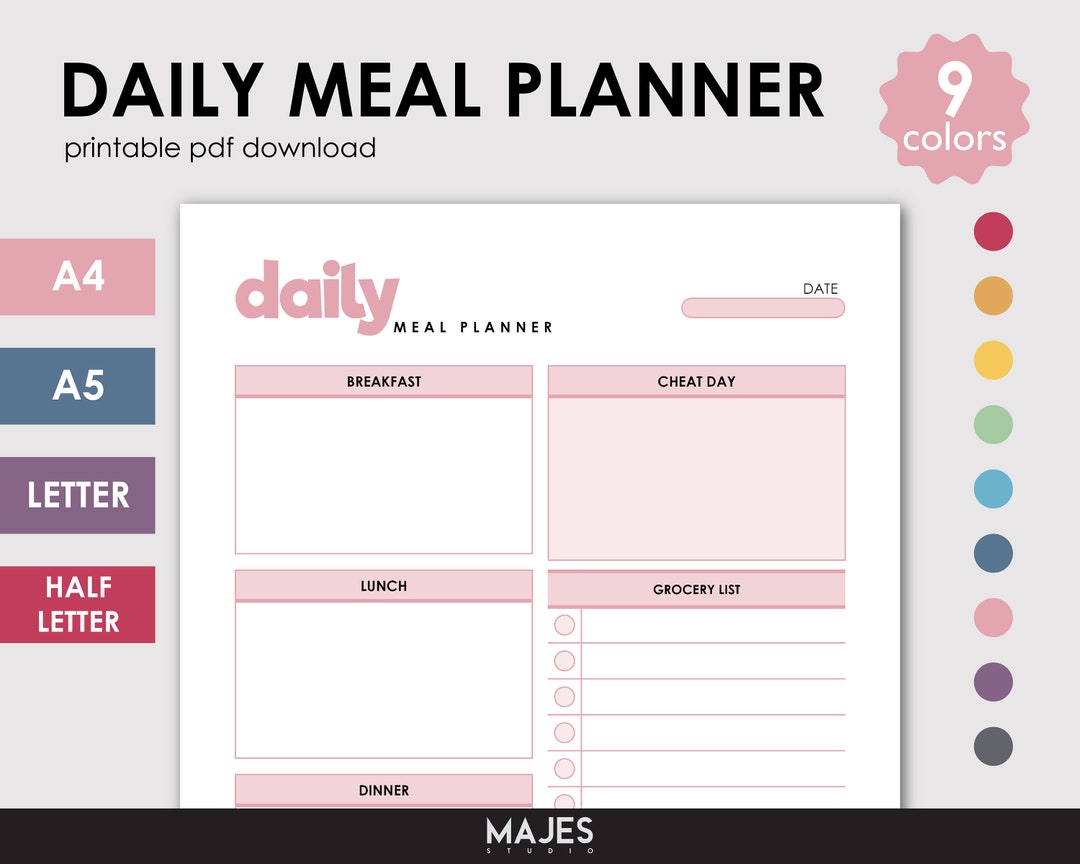 Daily Meal Planner, Calendars Planners, Printable Planner, Printable ...