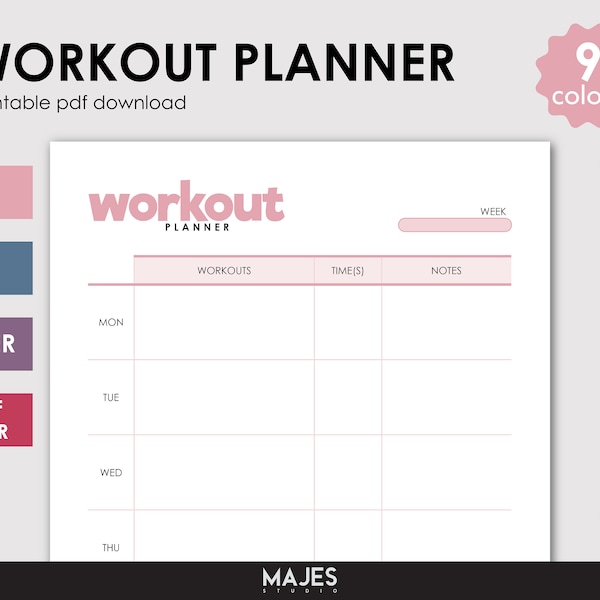 Printable Work Out Calendar - Etsy