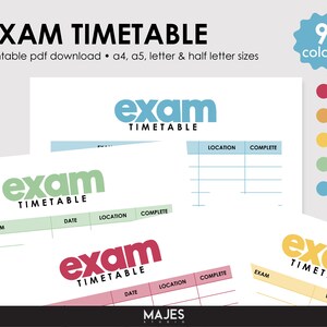 Exam Timetable, Exam Template, Exam Study, Exam Organizer, Quiz Planner ...