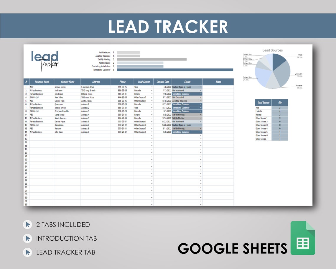 Lead Tracker, Customer Tracker, Prospect Tracker, Lead Management ...