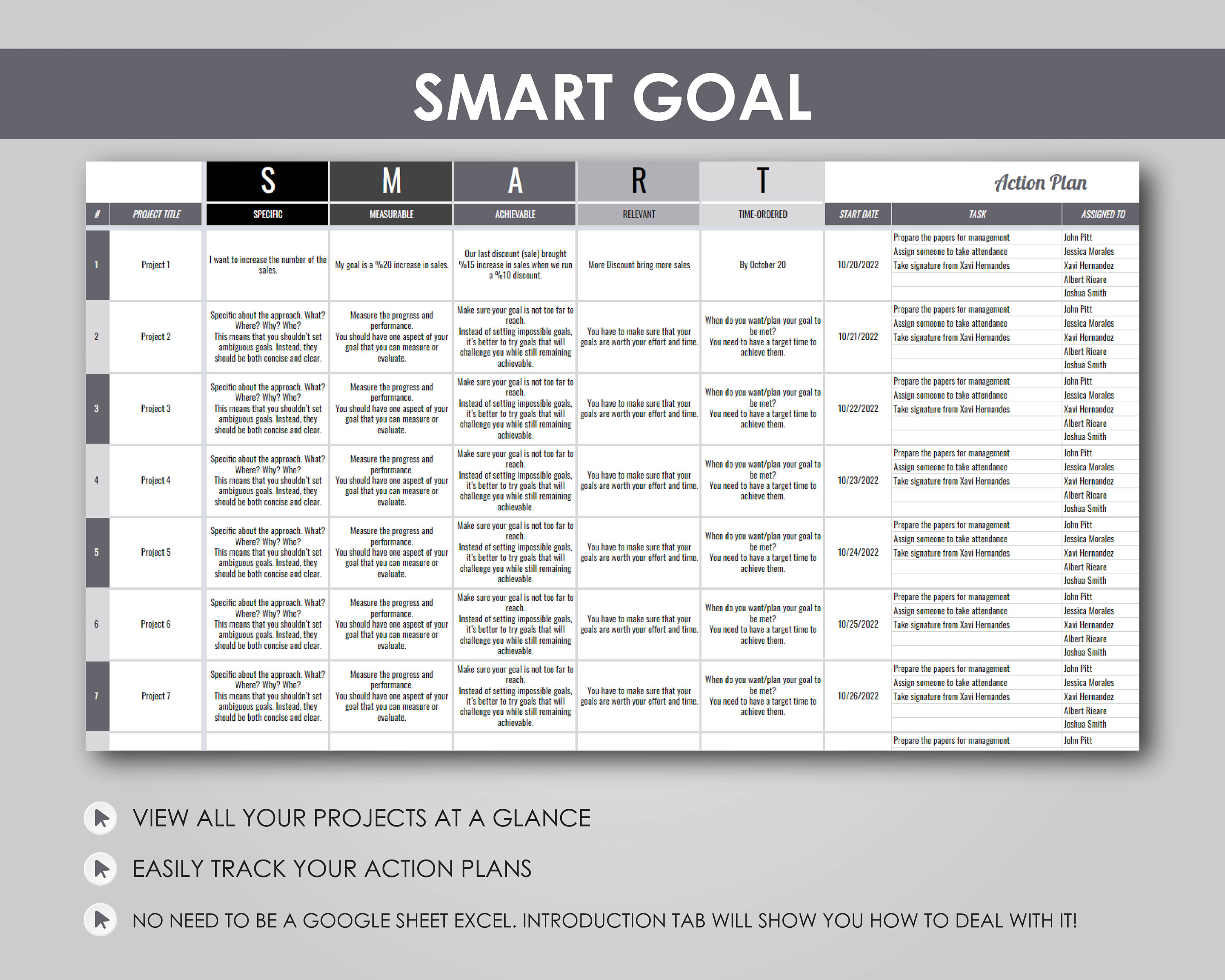 Smart Goal Planning Smart Goal Bundle Google Spreadsheet - Etsy