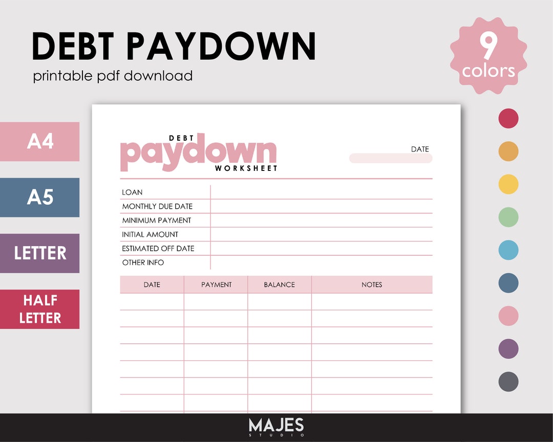 Debt Paydown Tracker, Printable Financial Planner (digital Download) - Etsy