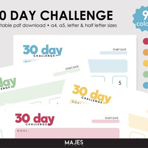 30 Day Challenge, Habit Tracker, Habit Printable, Goal Tracker, Habit ...