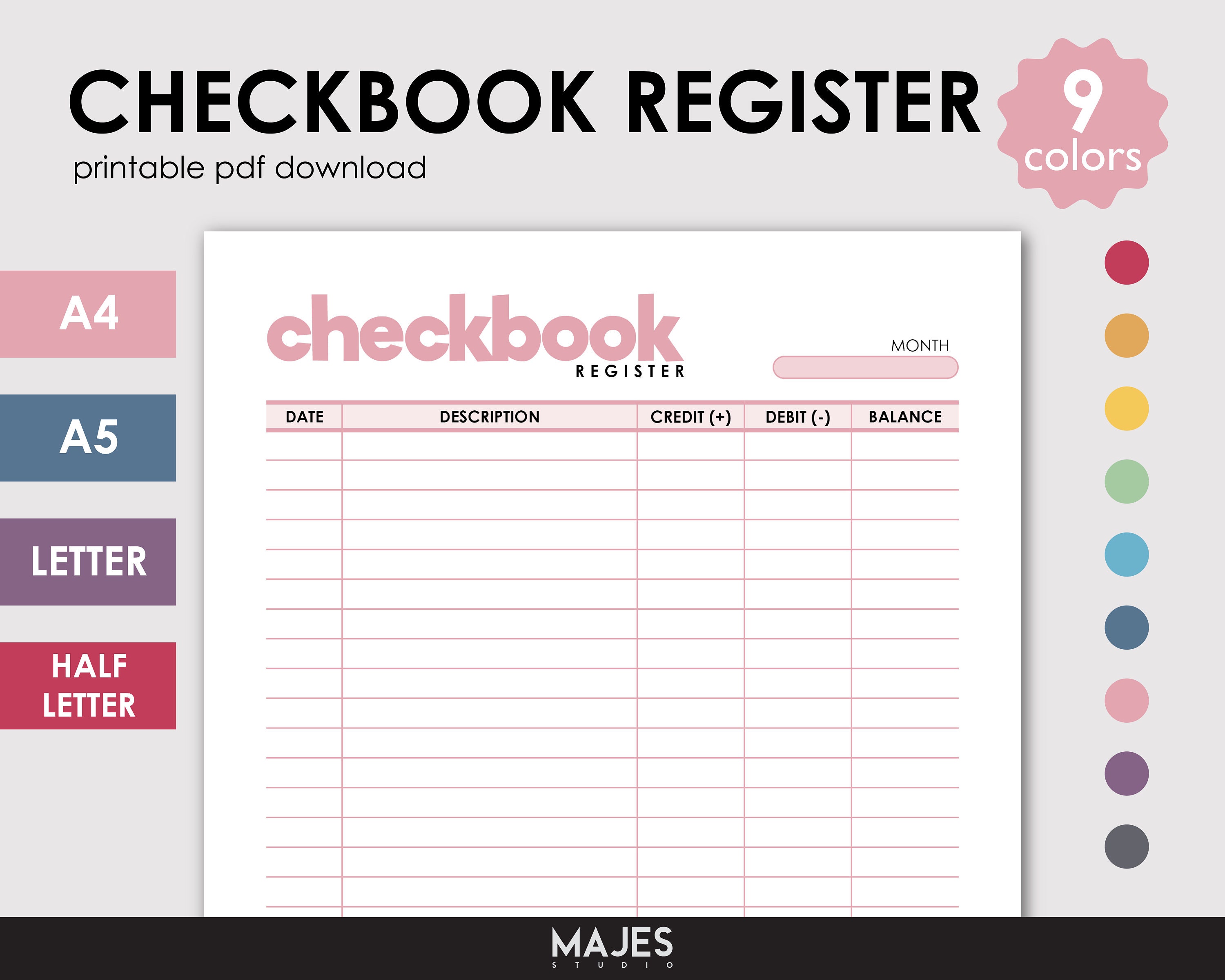 Checkbook Balance Checkbook Register Check Register Income - Etsy
