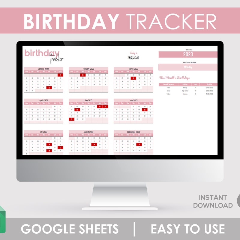 Birthday Tracker - Etsy