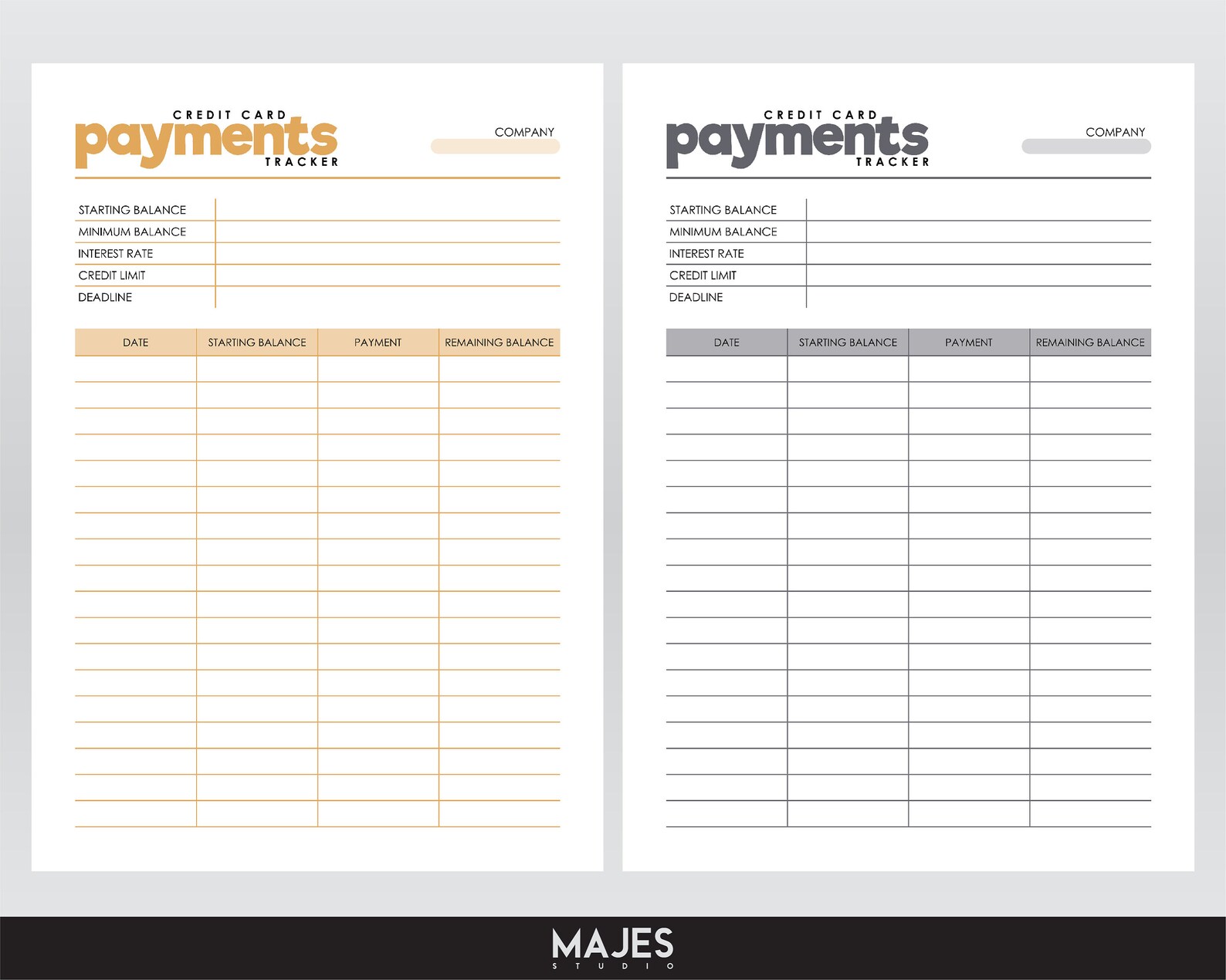 Credit Card Payment, Tracker Printable, Debt Payment, for Goodnotes ...