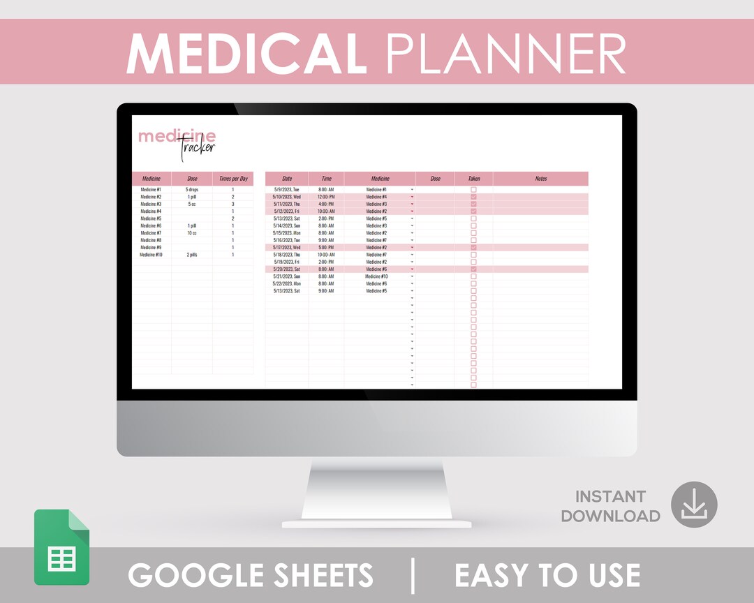 Medical Planner, Medical Template, Medication Tracker, Printable ...
