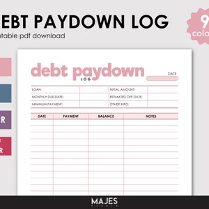 Debt Tracker Sheet, Printable Inserts, Debt Payoff Template, Financial ...