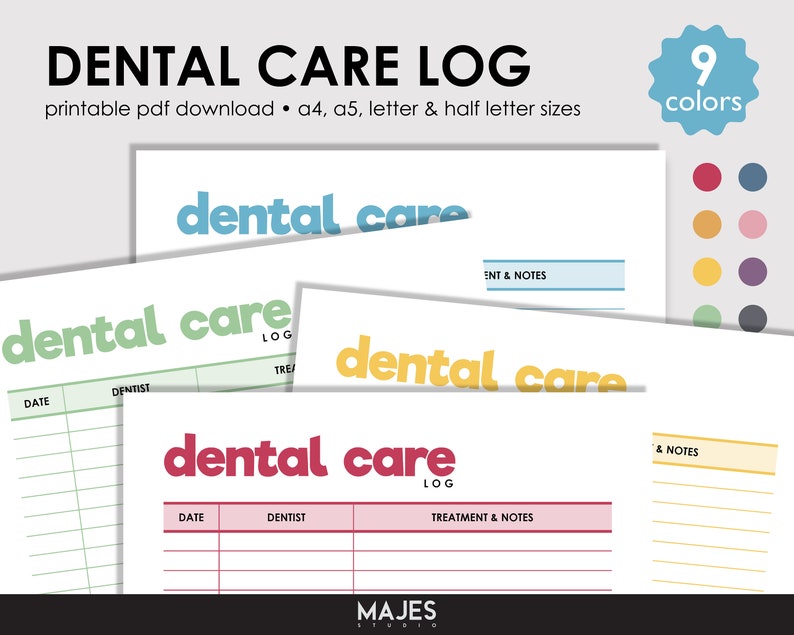 Dental Health Log, Checkup Tracker (printable PDF) - Etsy