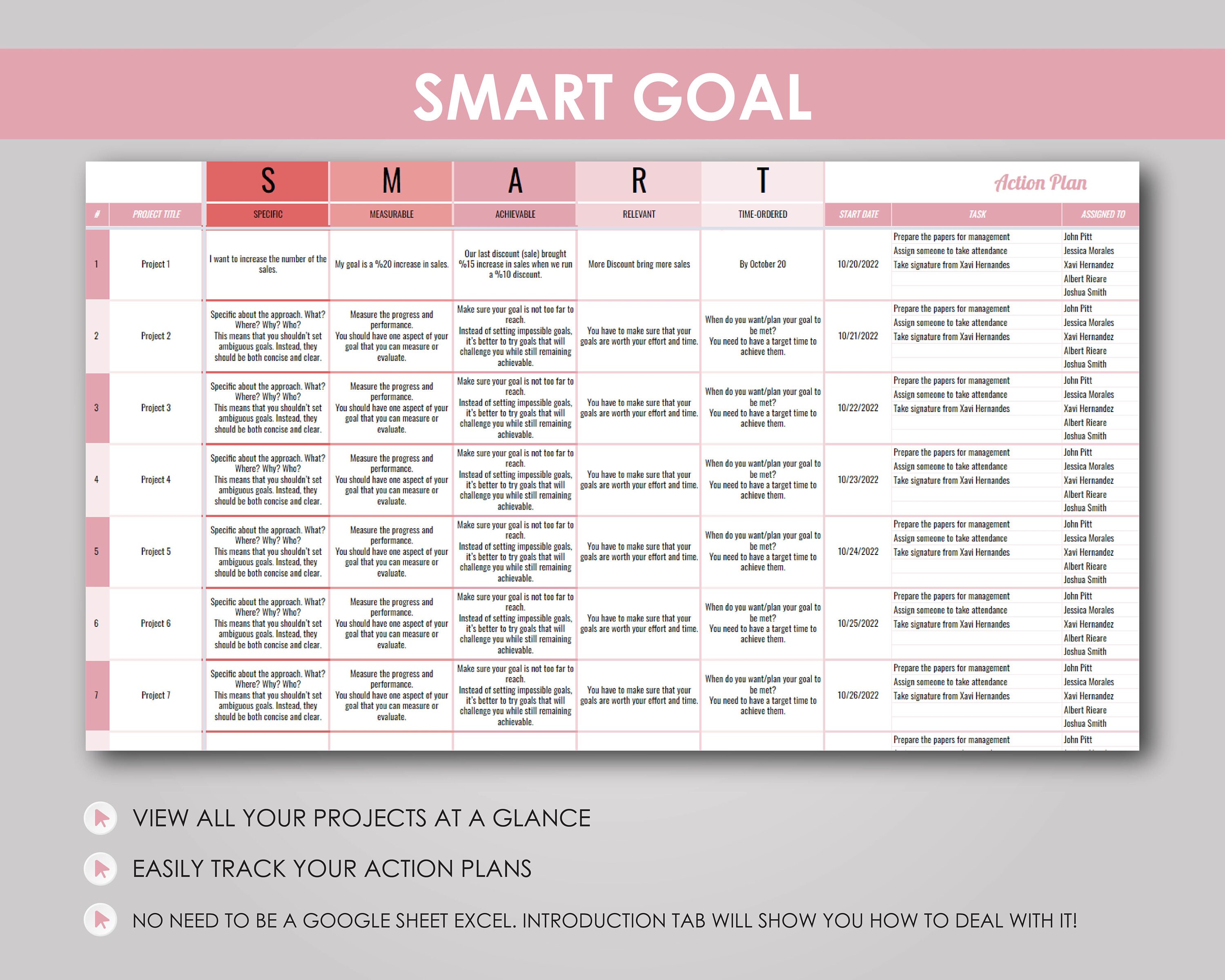 Smart Goal Templates, Digital Smart Goal, Minimal Smart Goal, Letter ...
