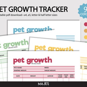 Cat Growth Track, Pet Progress, Printable Pet Growth, Animal Weight Log ...
