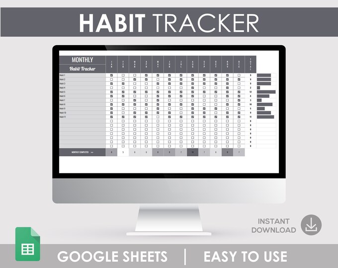 Habit Tracker Google Sheets Template | Daily Habit Tracker | Goal ...