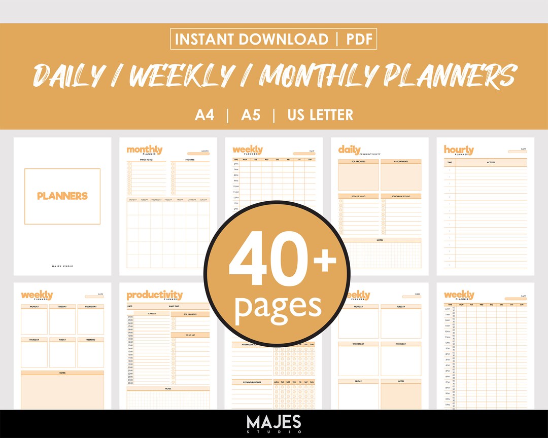 Daily Planner Pdf, Weekly Planner Pdf, Monthly Planner Pdf, Project ...