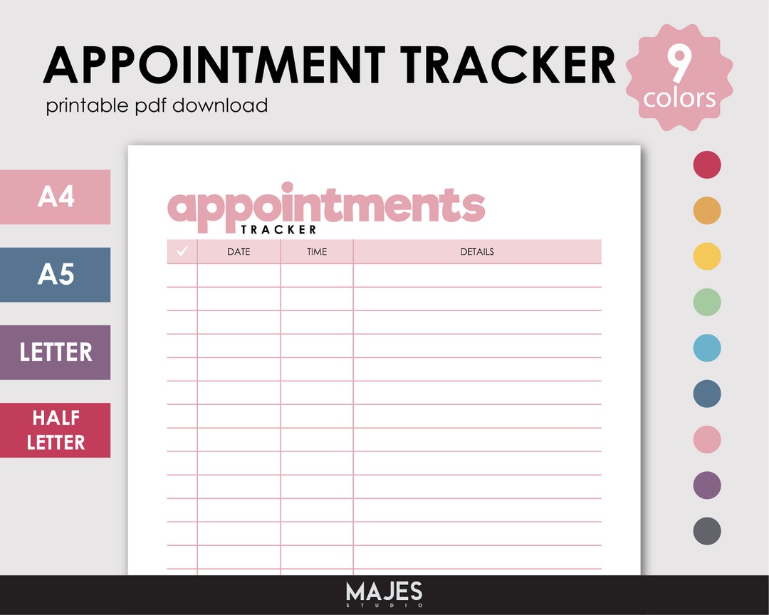 Appointment Tracker, Meeting Tracker, Appointment Reminder, Client ...