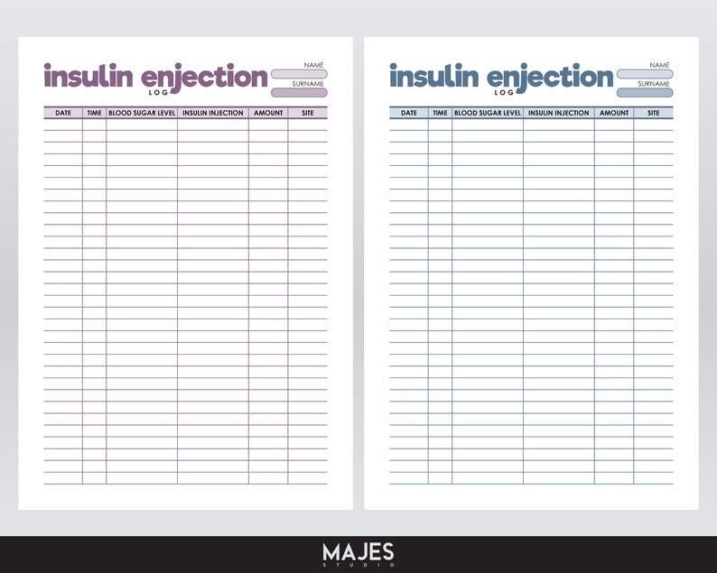 Insulin Injection Insulin Log Daily Blood Sugar Diabetic - Etsy