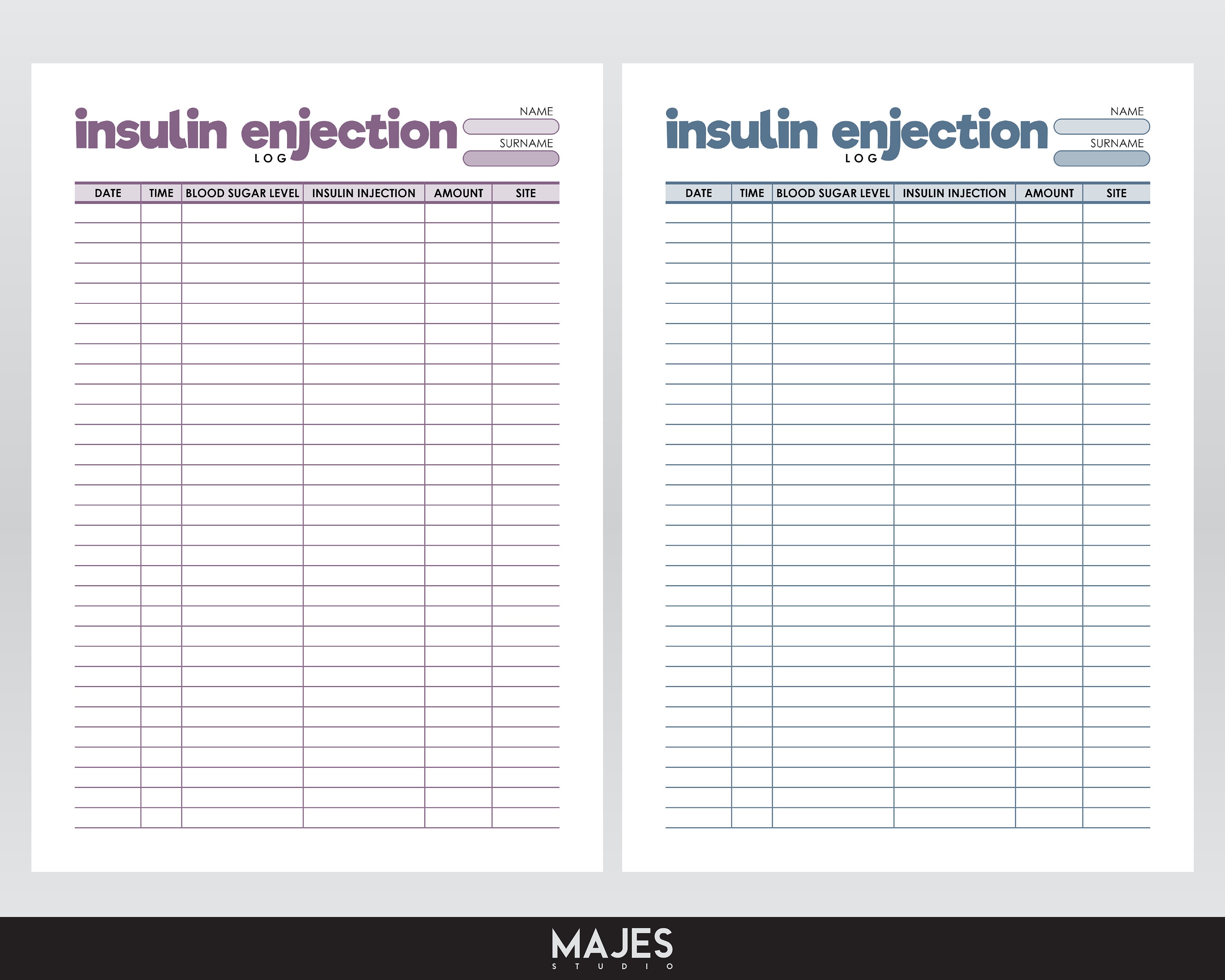 Insulin Injection, Insulin Log, Daily Blood Sugar, Diabetic Planner ...