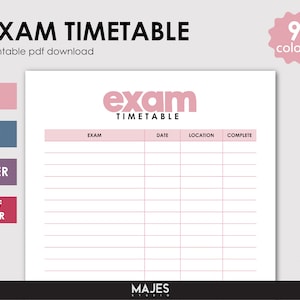 Exam Timetable, Exam Template, Exam Study, Exam Organizer, Quiz Planner ...
