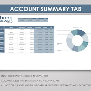 Bank Account Tracker: Google Sheet Finance Organizer | Expense ...