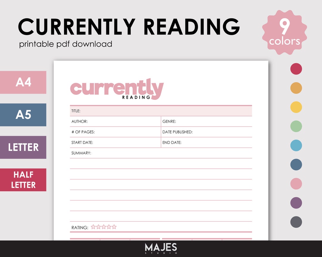 Currently Reading, Reading Tracker, Reading Log, Book Log, Book Tracker ...