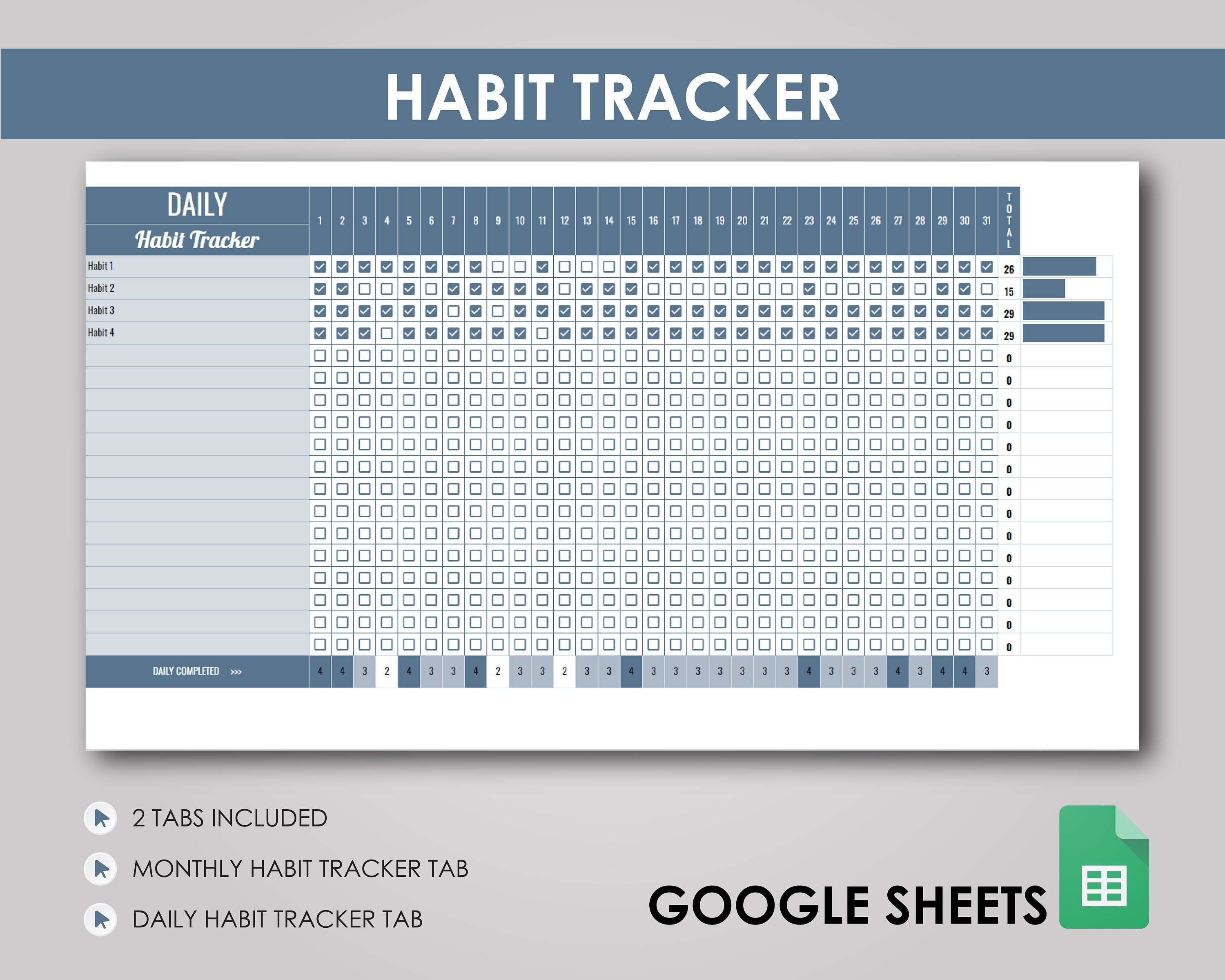 Daily Habits, Habit Tracker, Goal Tracking, Healthy Habits ...