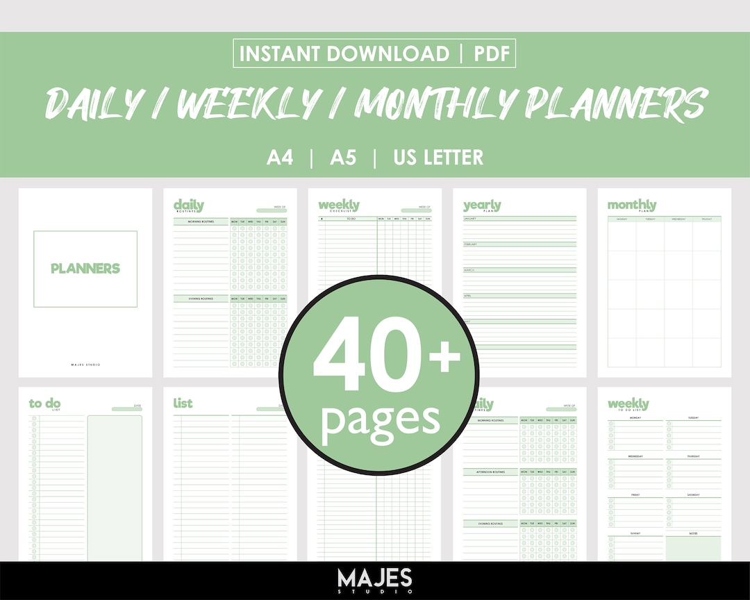 Planners Bundle, Weekly Planner, Colorful Printable, Monthly Planner ...