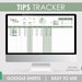 Tips Tracker Sheet, Waitress Tips, Server Tips, Restaurant Tips, Tips ...