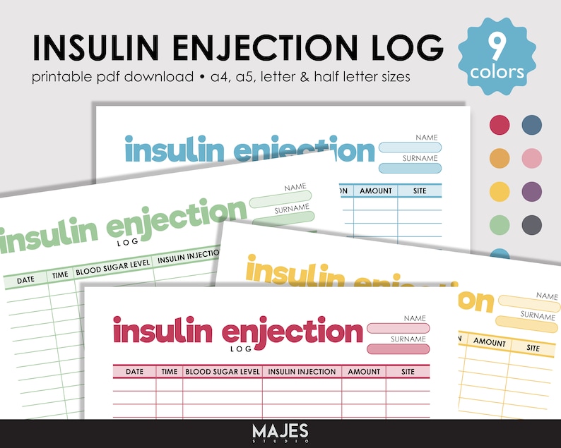 Insulin Injection Insulin Log Daily Blood Sugar Diabetic - Etsy