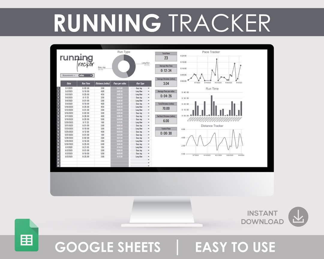 Running Tracker Sheet: Google Sheet Running Mileage Log | Pace Calculator Training Aid | Fitness ...