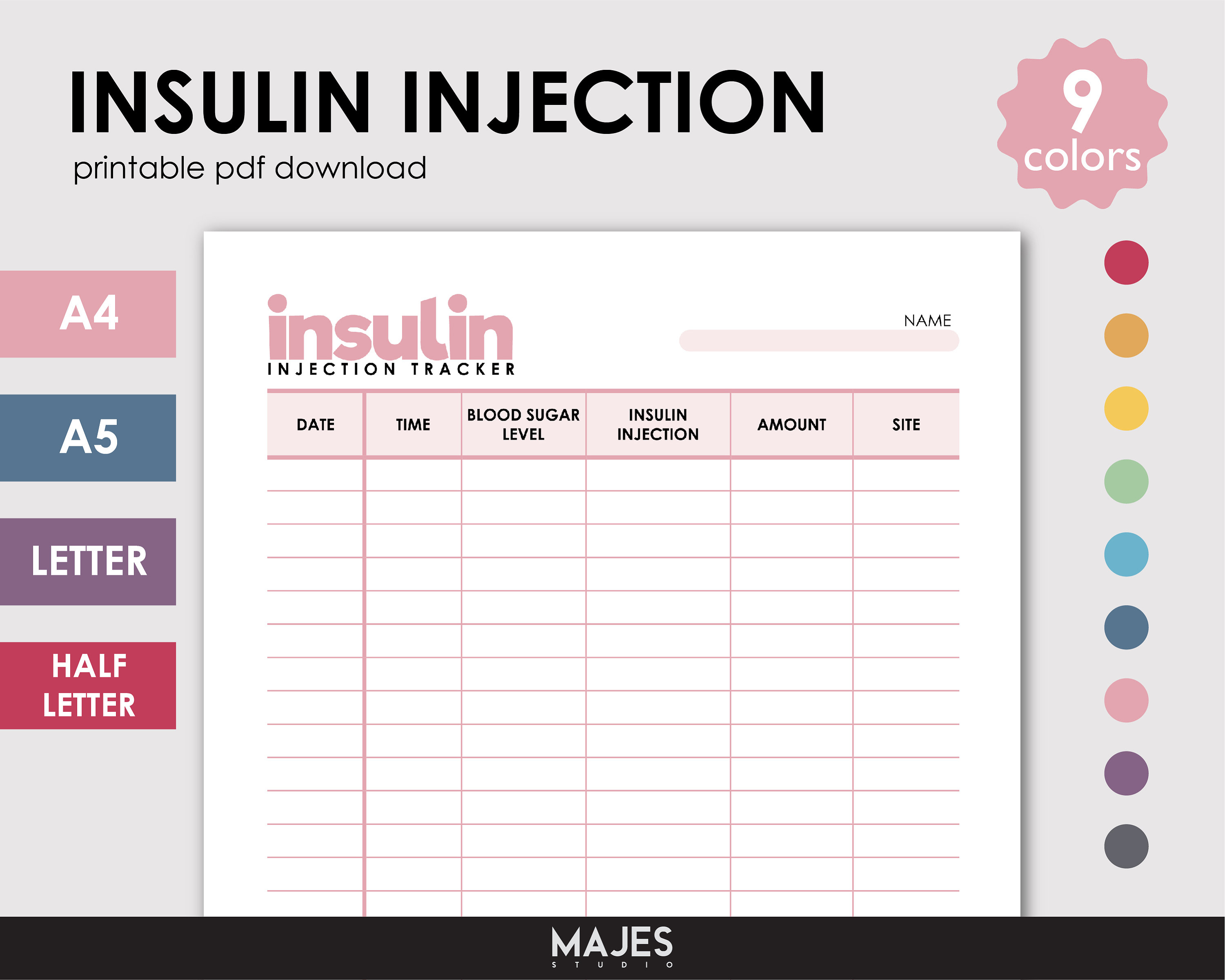 Insuline Dosage, Insulin Log, Insulin Tracker, Blood Suger Tracker ...