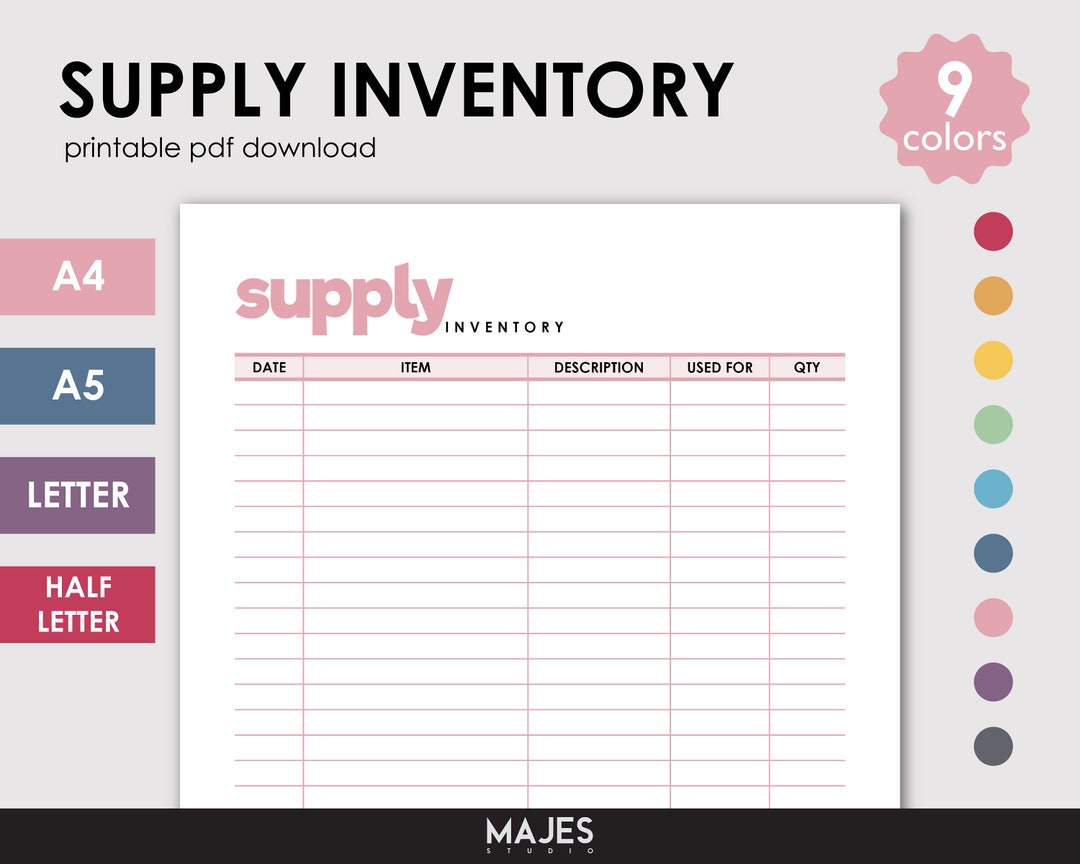 Inventory Log Sheet, Inventory Planner, Inventory Tracker, Product ...