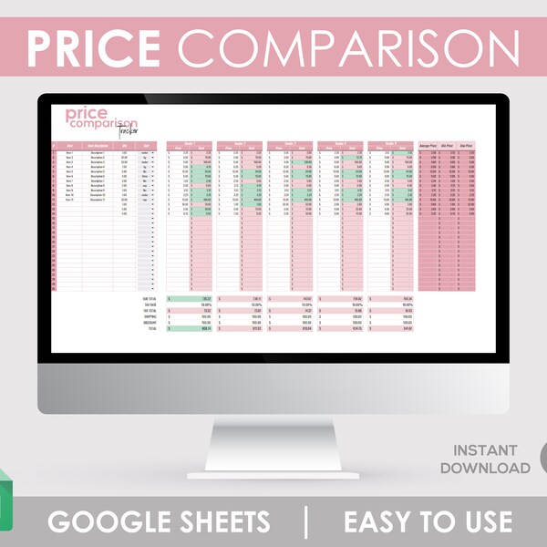 Excel Date Comparison Chart Etsy