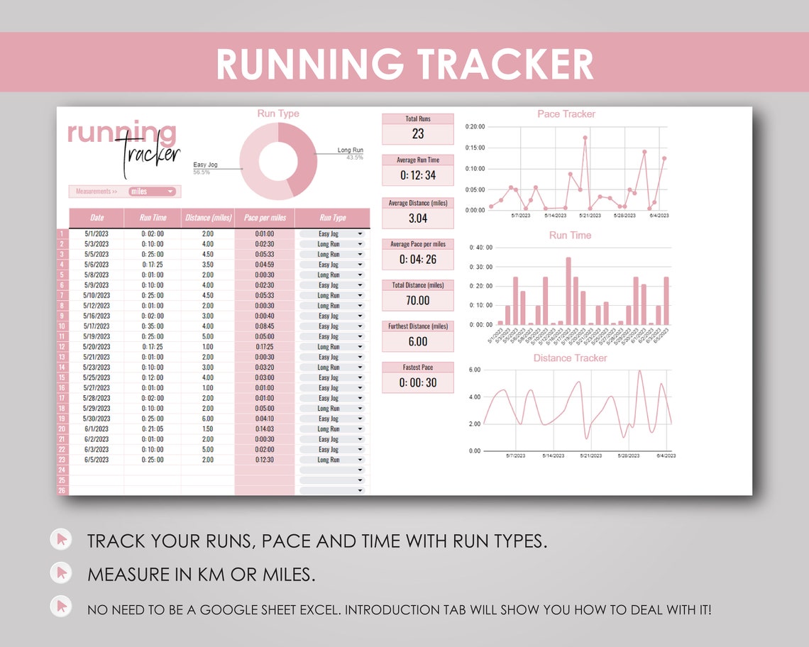 Running Log Sheet: Fitness Spreadsheet for Distance Speed Google Sheet ...