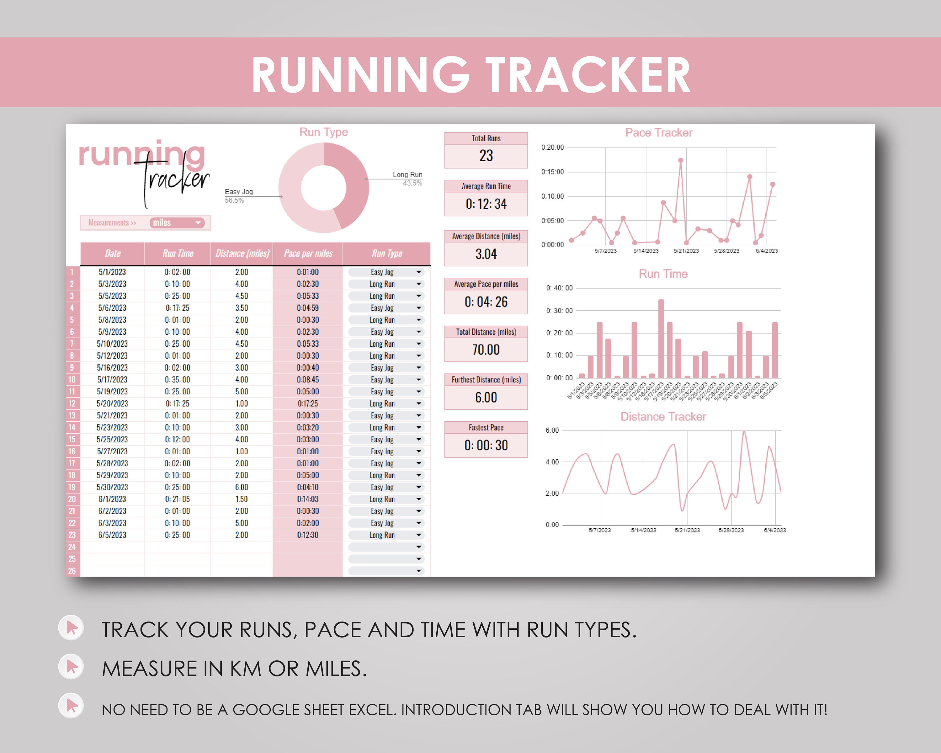 Running Log Sheet: Fitness Spreadsheet for Distance Speed | Google ...